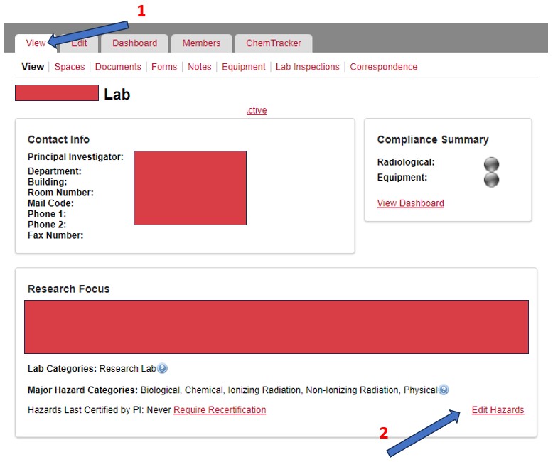 Keeping your SciShield Profile up to date - Environmental Health and Safety