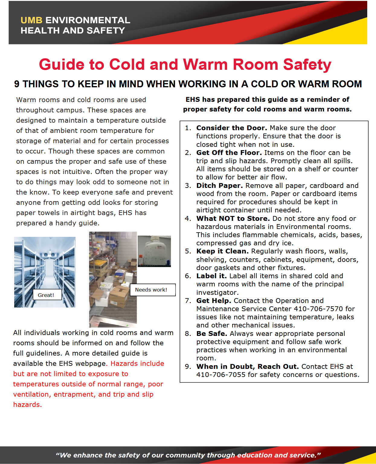 Warm and Cold Rooms - Environmental Health and Safety